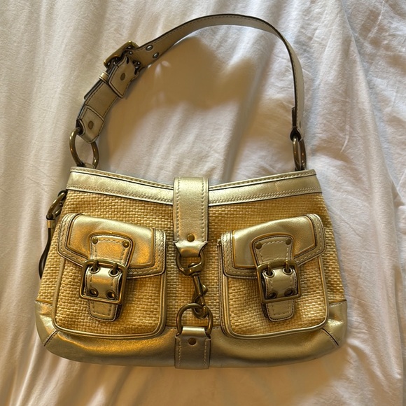 Coach | Bags | Coach Gold And Raffia Legacy M5k5 Collectors Straw ...
